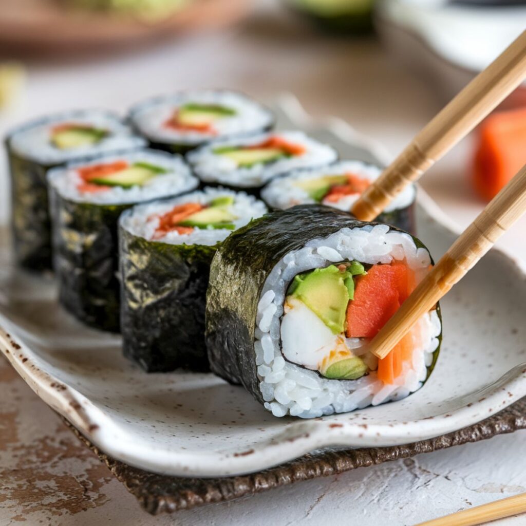 Easy sushi roll recipe with salmon